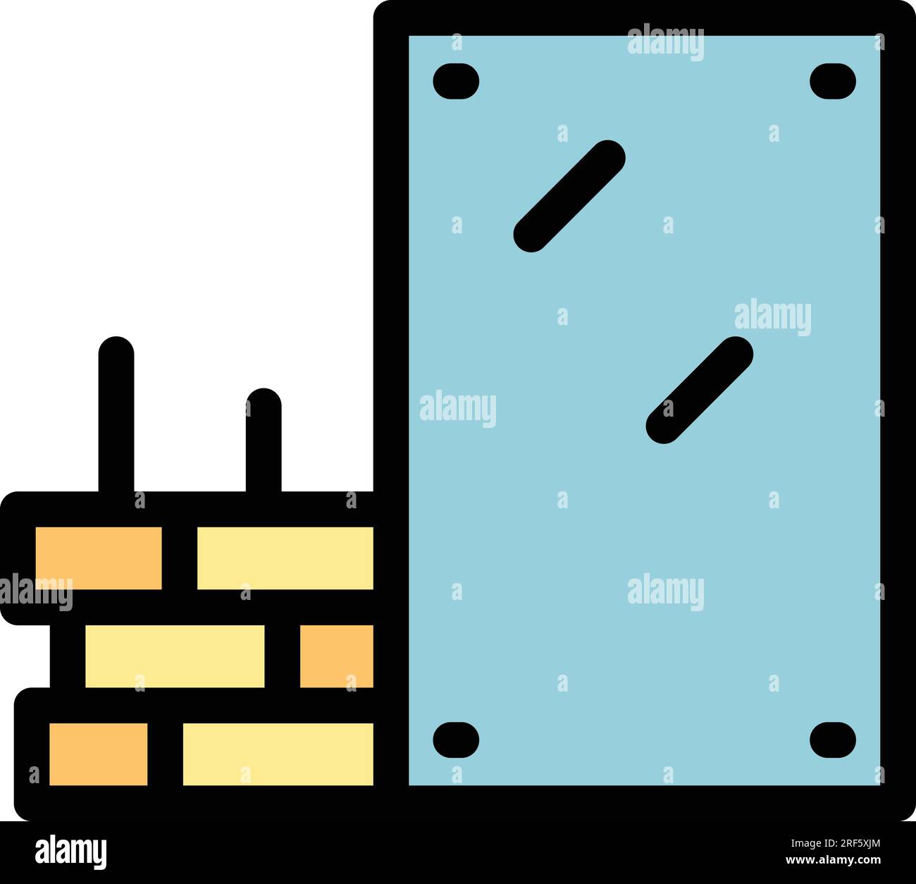 Brick drywall icon outline vector. Plaster house. Putty cement color ...