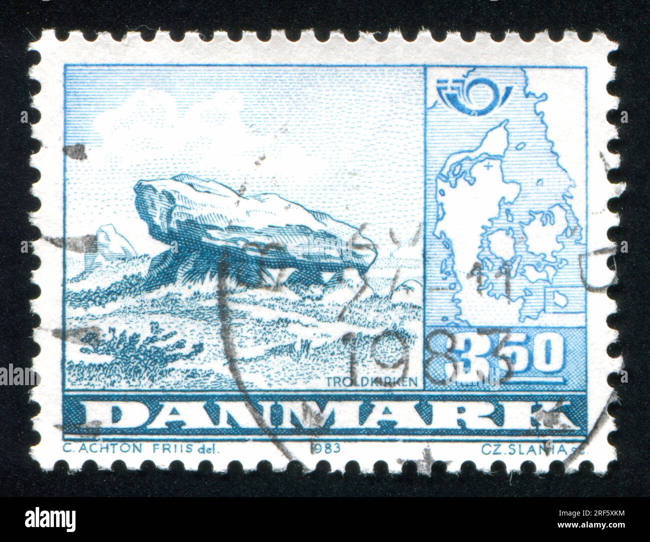 RUSSIA KALININGRAD, 4 JANUARY 2014: stamp printed by Denmark, shows map ...