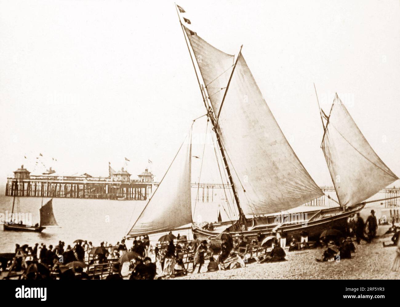 Brighton beach and pier, Victorian period Stock Photo - Alamy