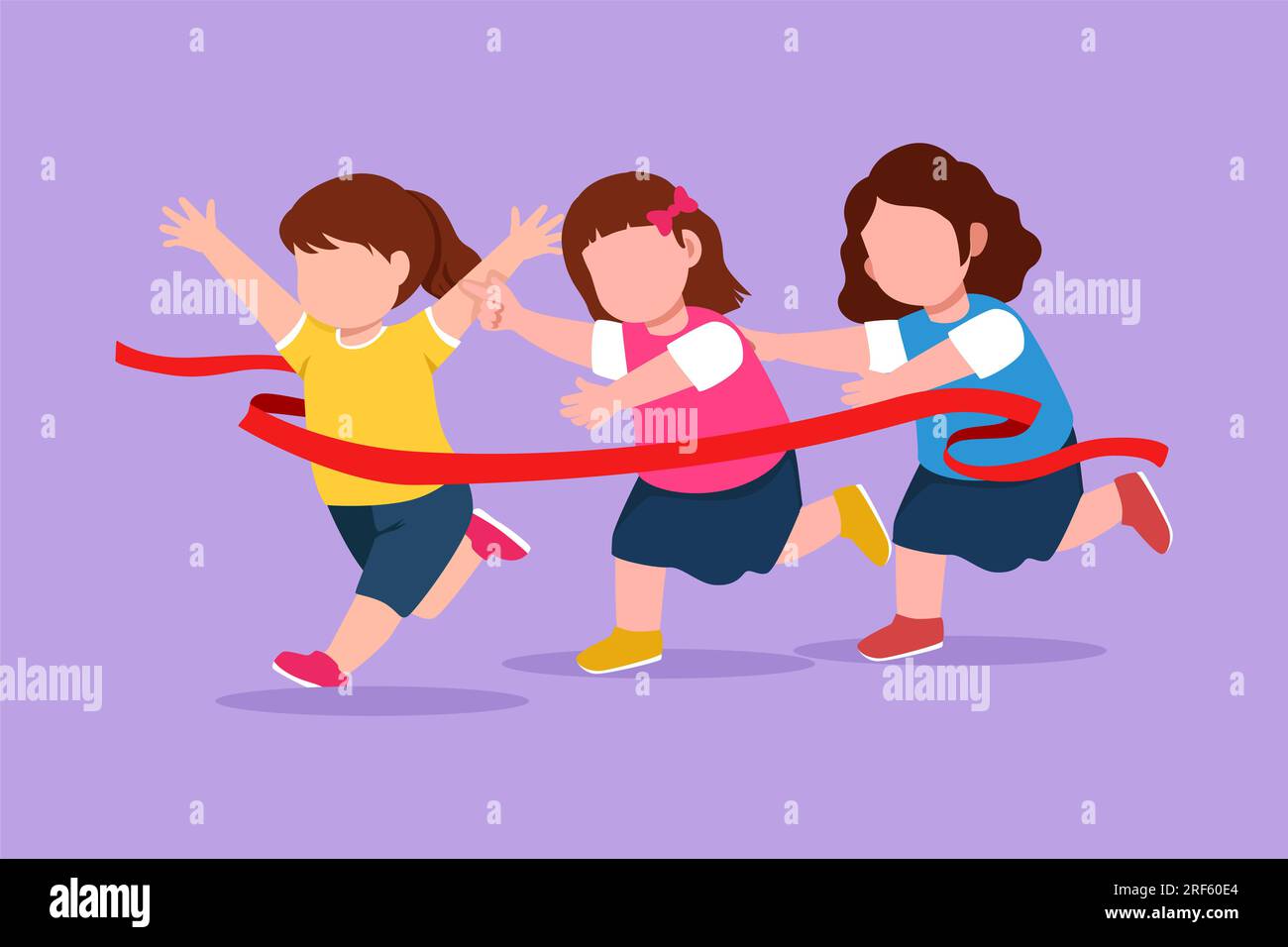 Character flat drawing of children in athletics competitions. Happy ...