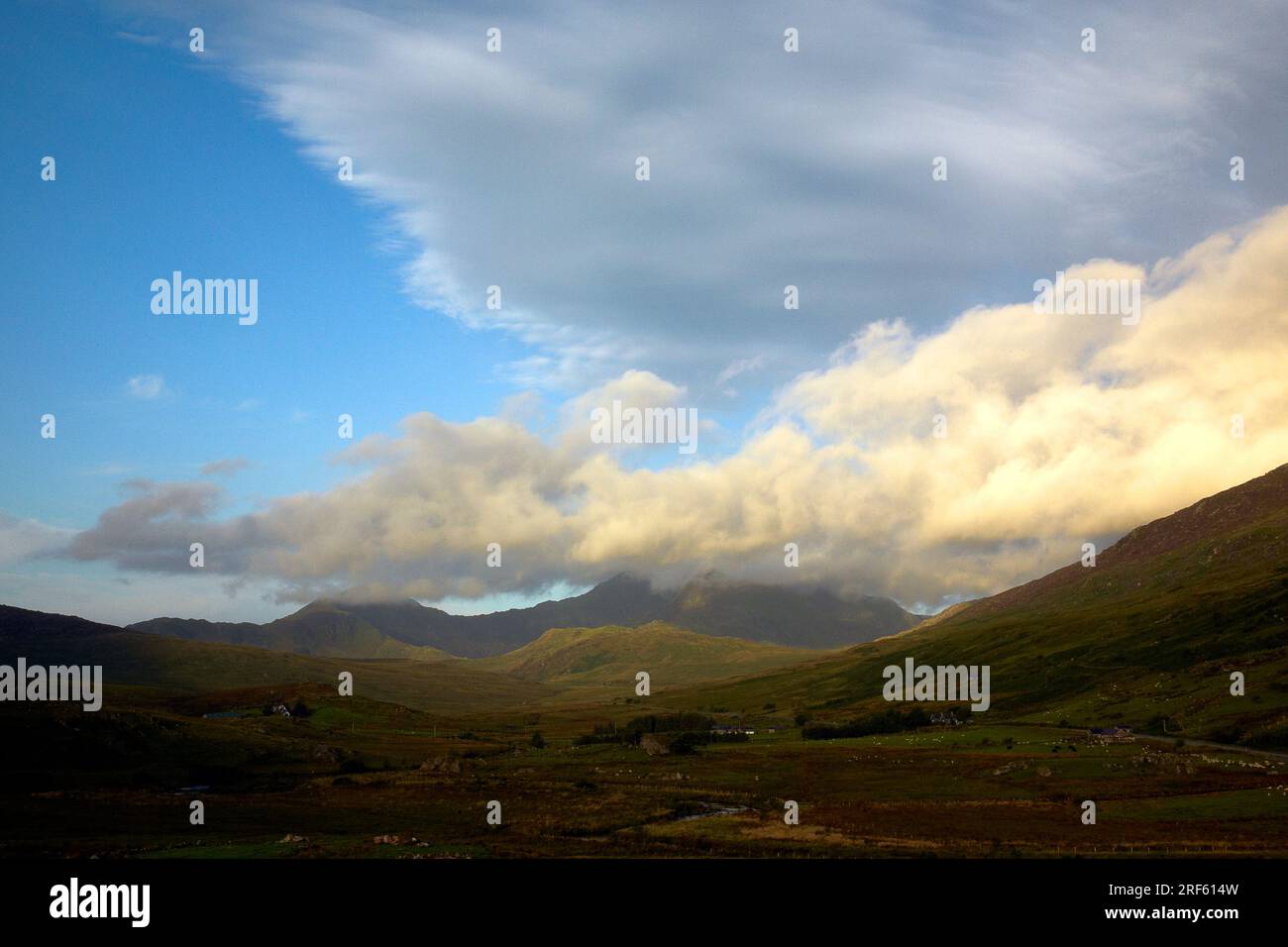 Colour photograph of Mount Snowdon and storm clouds, Capel Curig ...