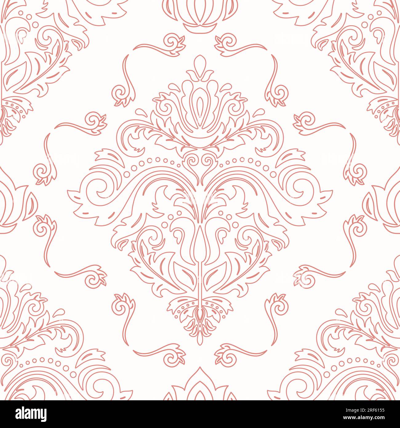 Classic pink seamless vector pattern. Damask orient ornament. Classic ...