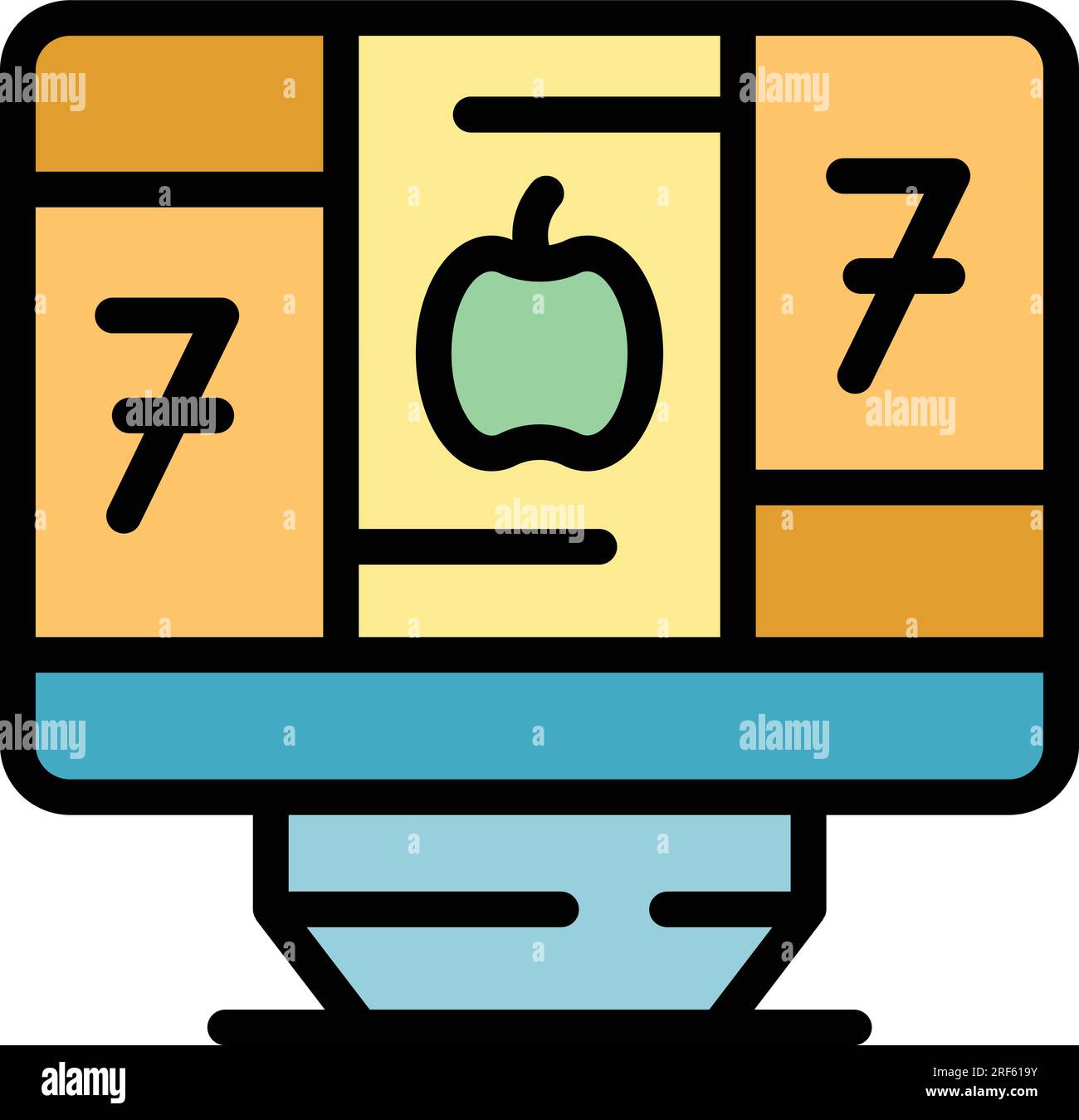 Casino slot icon outline vector. Game machine. Arcade button color flat ...