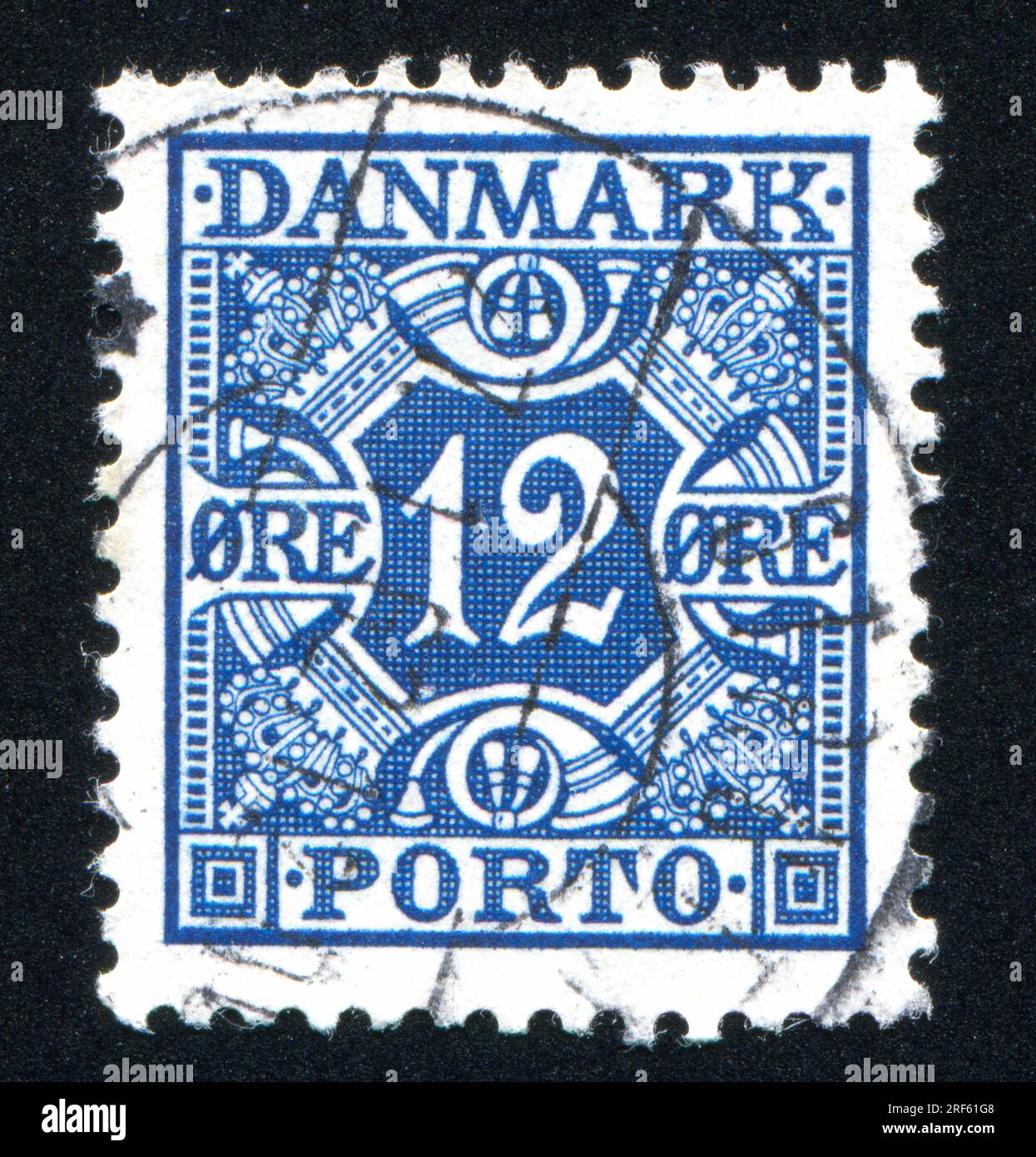 DENMARK - CIRCA 1921: stamp printed by Denmark, shows Royal Emblems ...