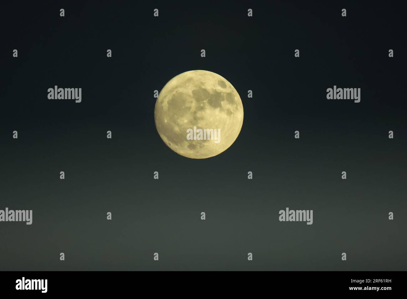 DALLAS, TX, USA. 31st July, 2023. A full moon is seen in contrast to an ...