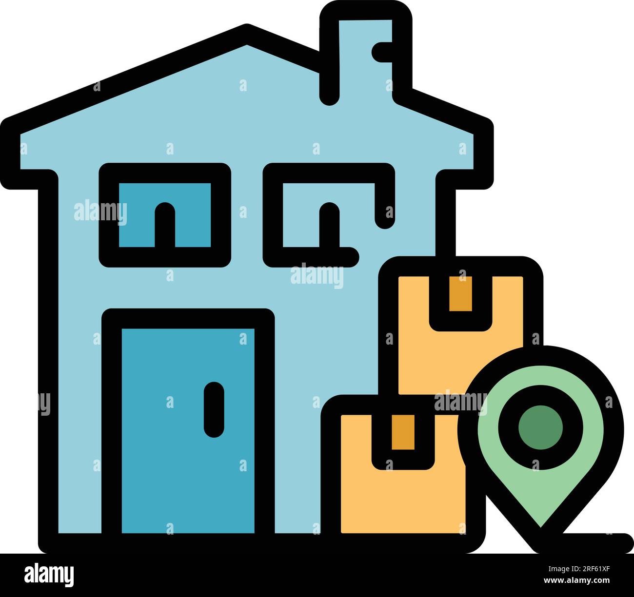 Parcel house icon outline vector. Export box. Cargo truck color flat ...