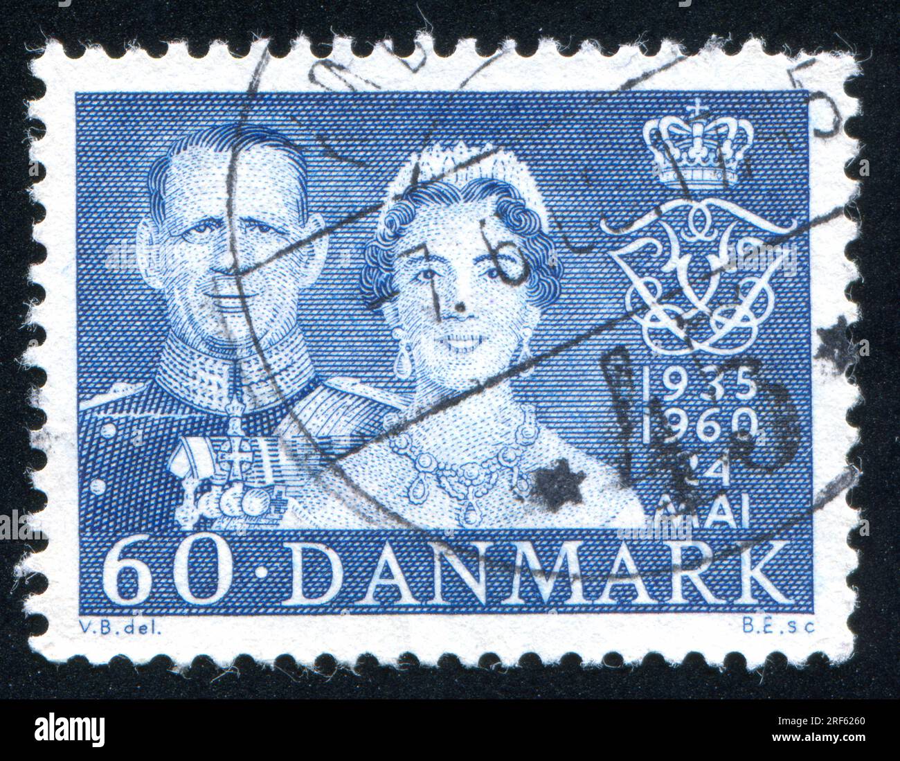DENMARK - CIRCA 1960: stamp printed by Denmark, shows King Frederik IX ...