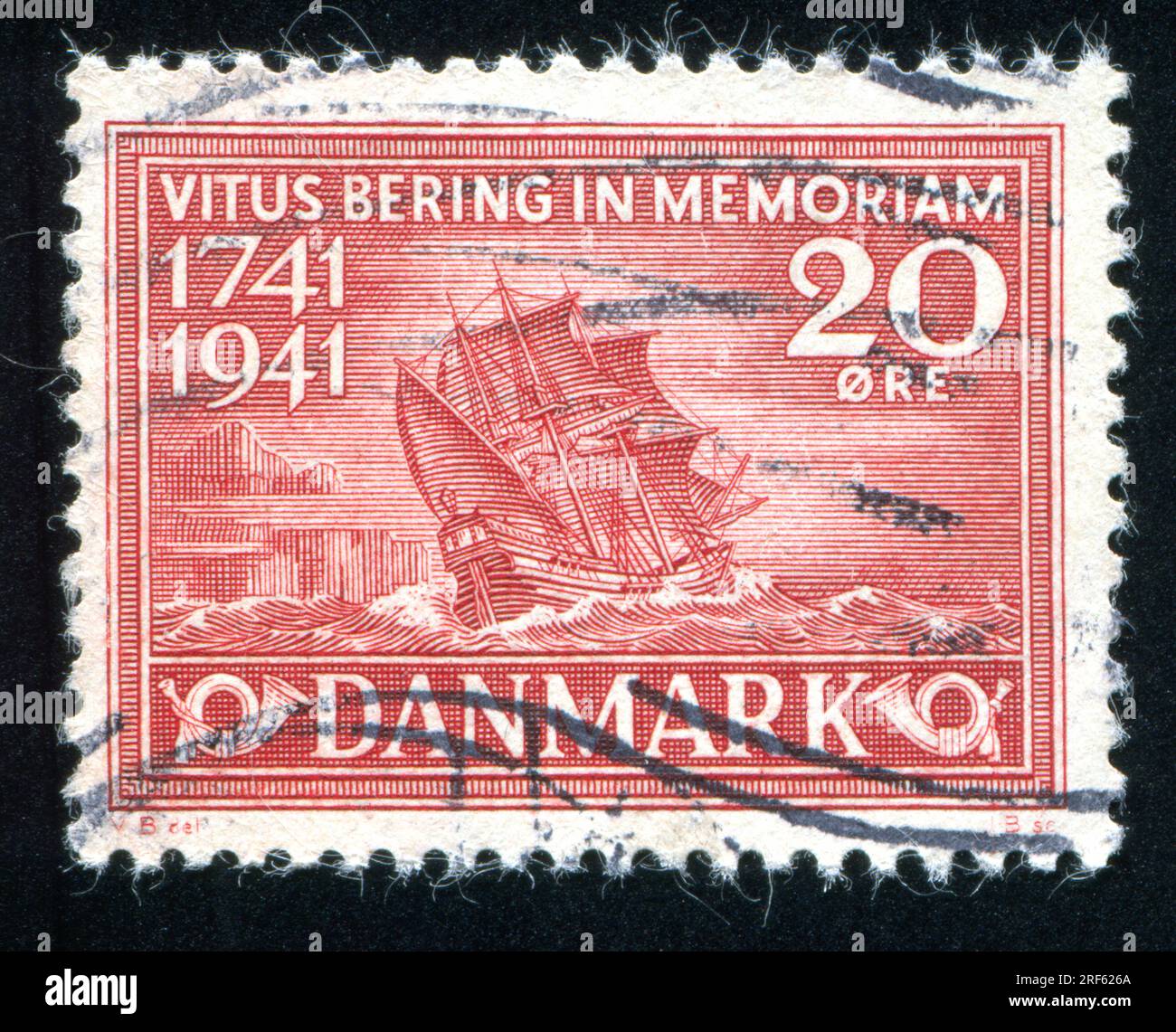 DENMARK - CIRCA 1941: stamp printed by Denmark, shows Bering Ship ...