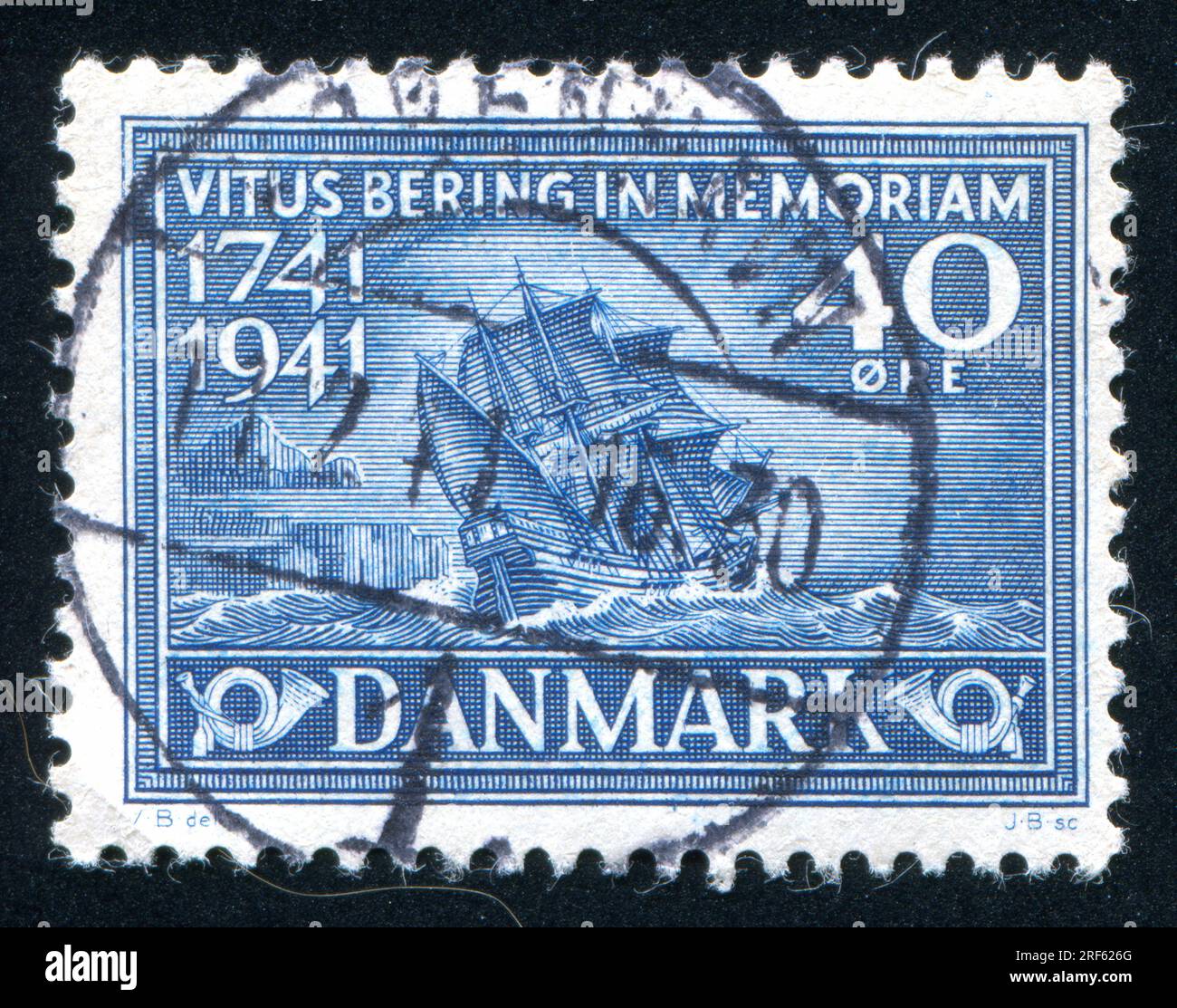 DENMARK - CIRCA 1941: stamp printed by Denmark, shows Bering Ship ...