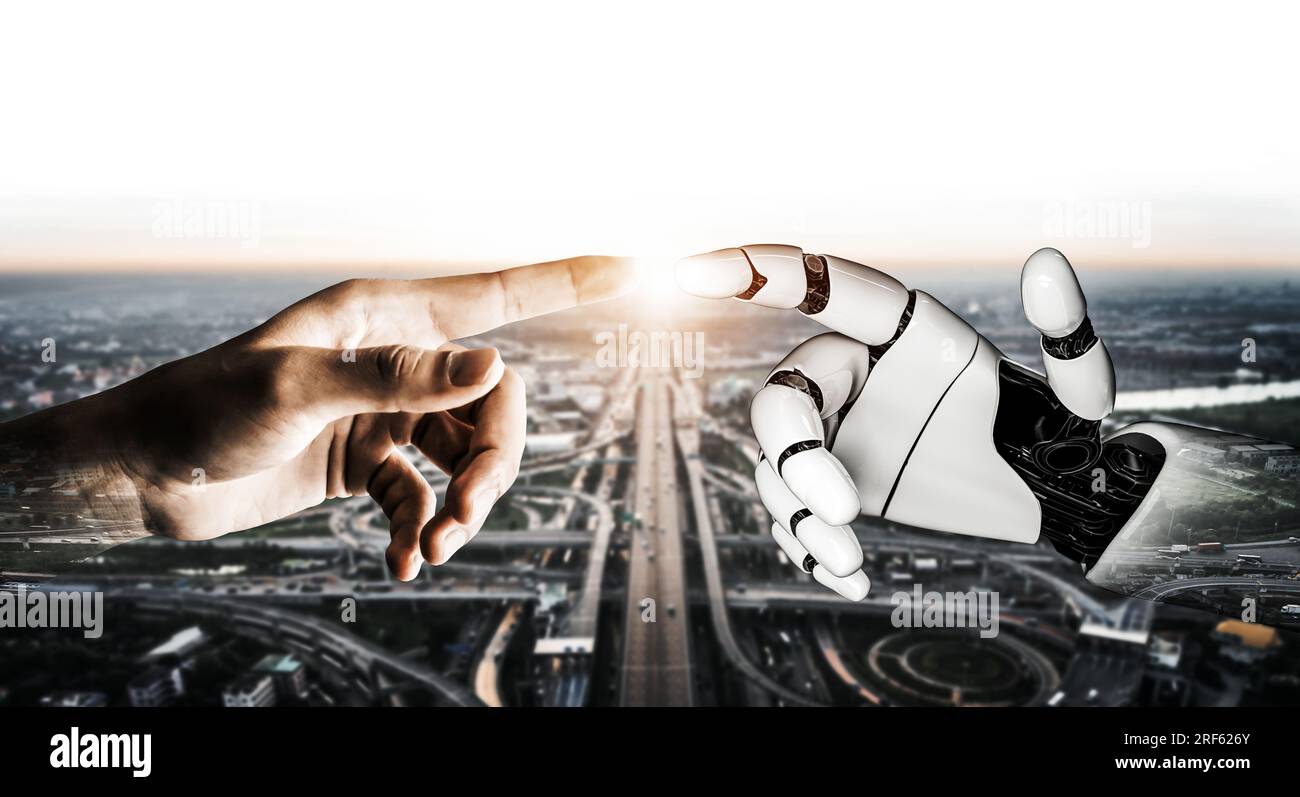 3D Rendering Futuristic robot technology development, artificial intelligence AI, and machine ...