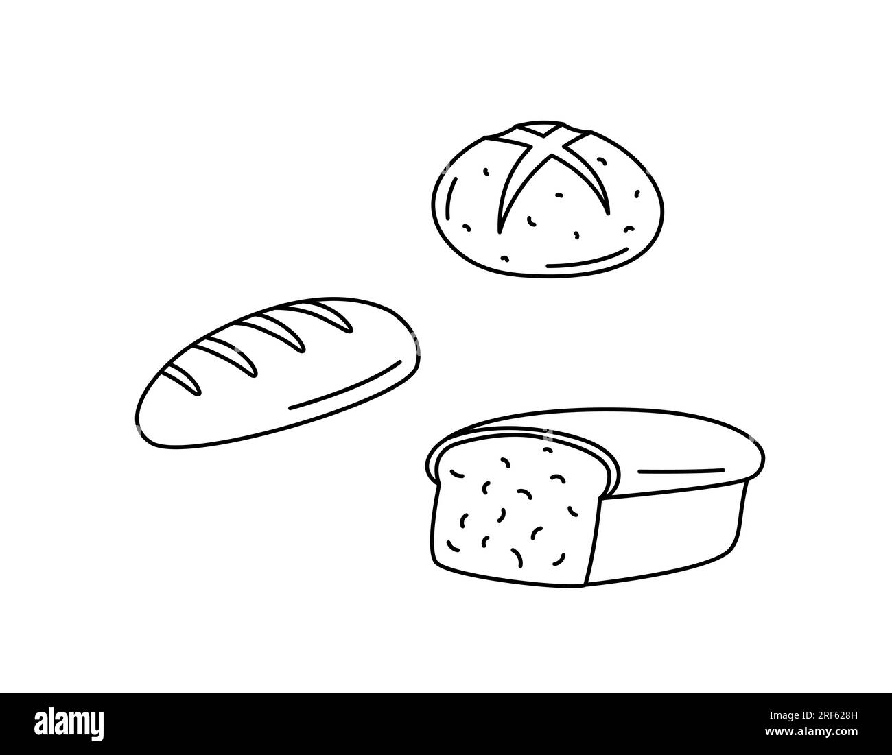 Bread vector doodles set. Food elements isolated black on white ...