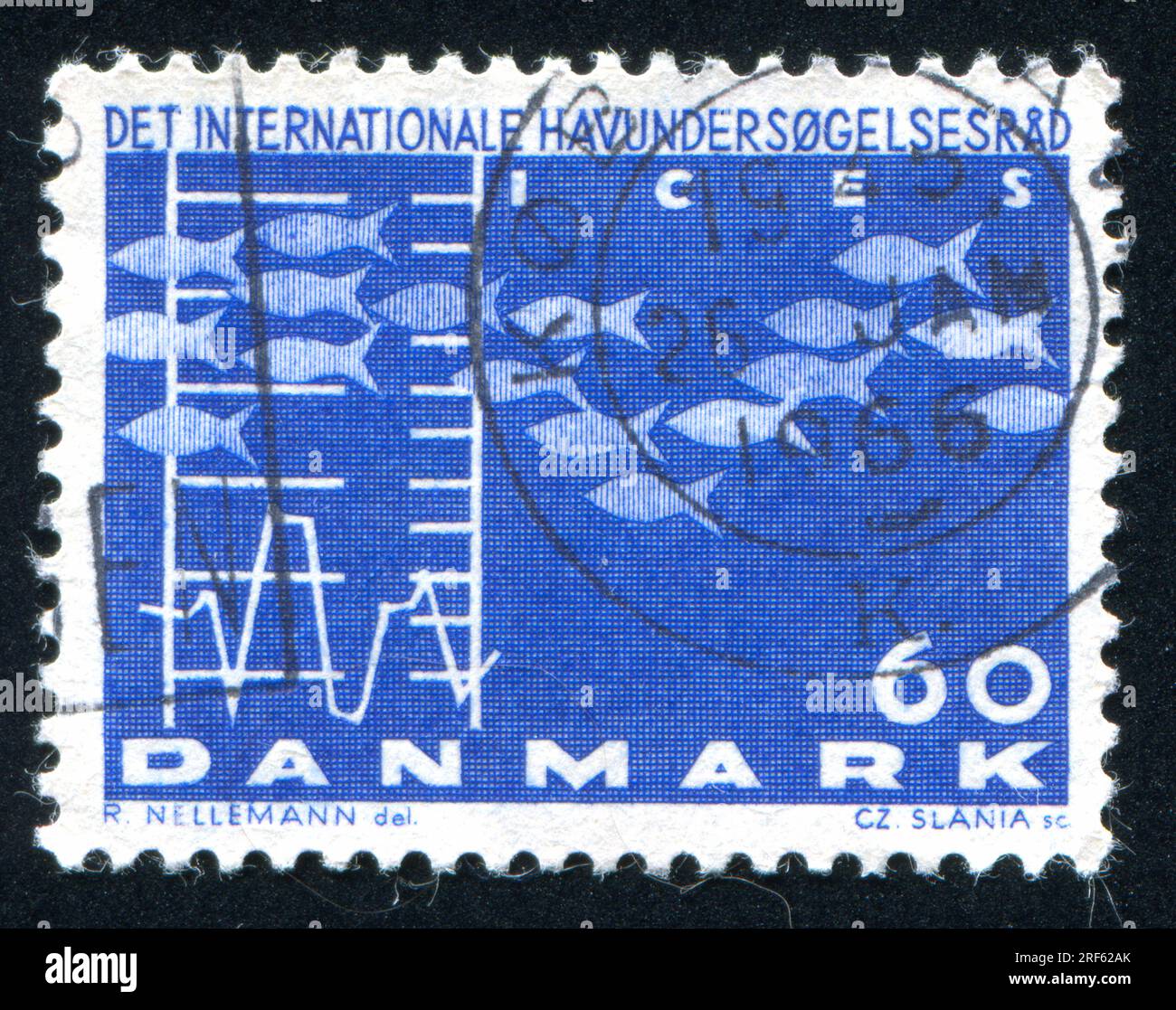 DENMARK - CIRCA 1964: stamp printed by Denmark, shows Fish and Chart ...