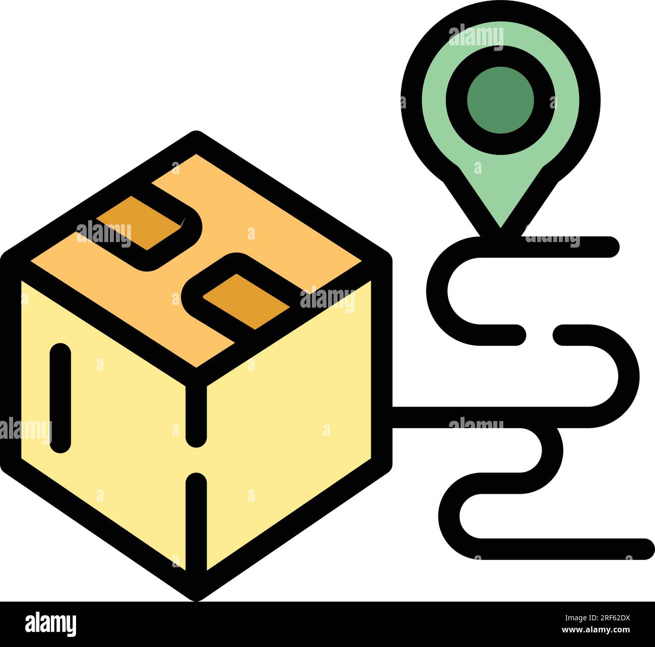 Parcel location icon outline vector. Box delivery. Export courier color ...