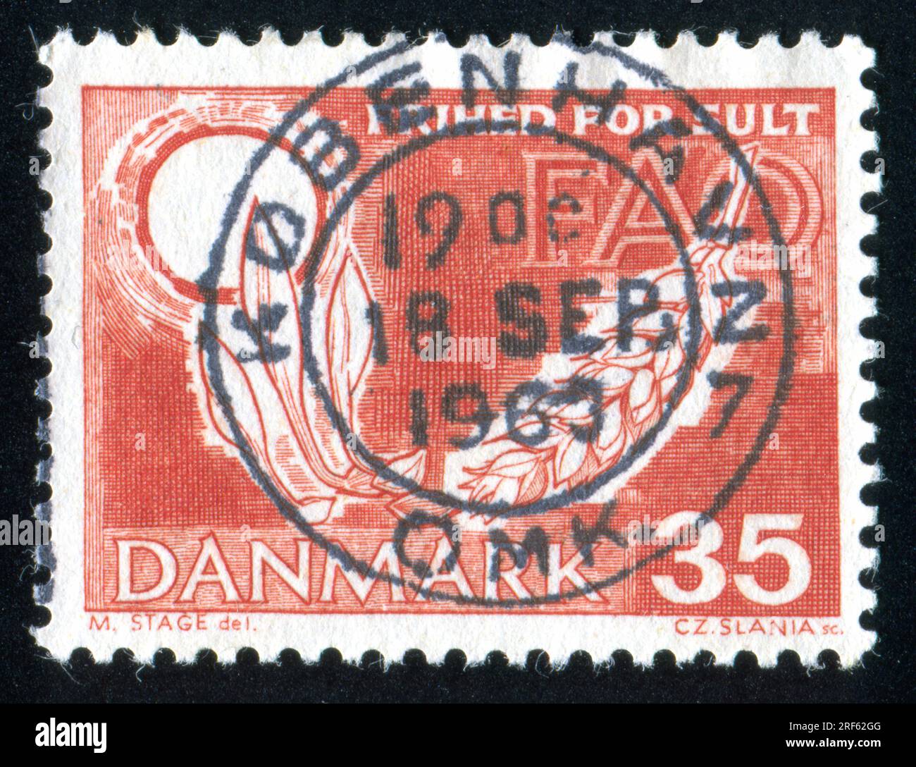 DENMARK - CIRCA 1962: stamp printed by Denmark, shows Germinating Wheat ...