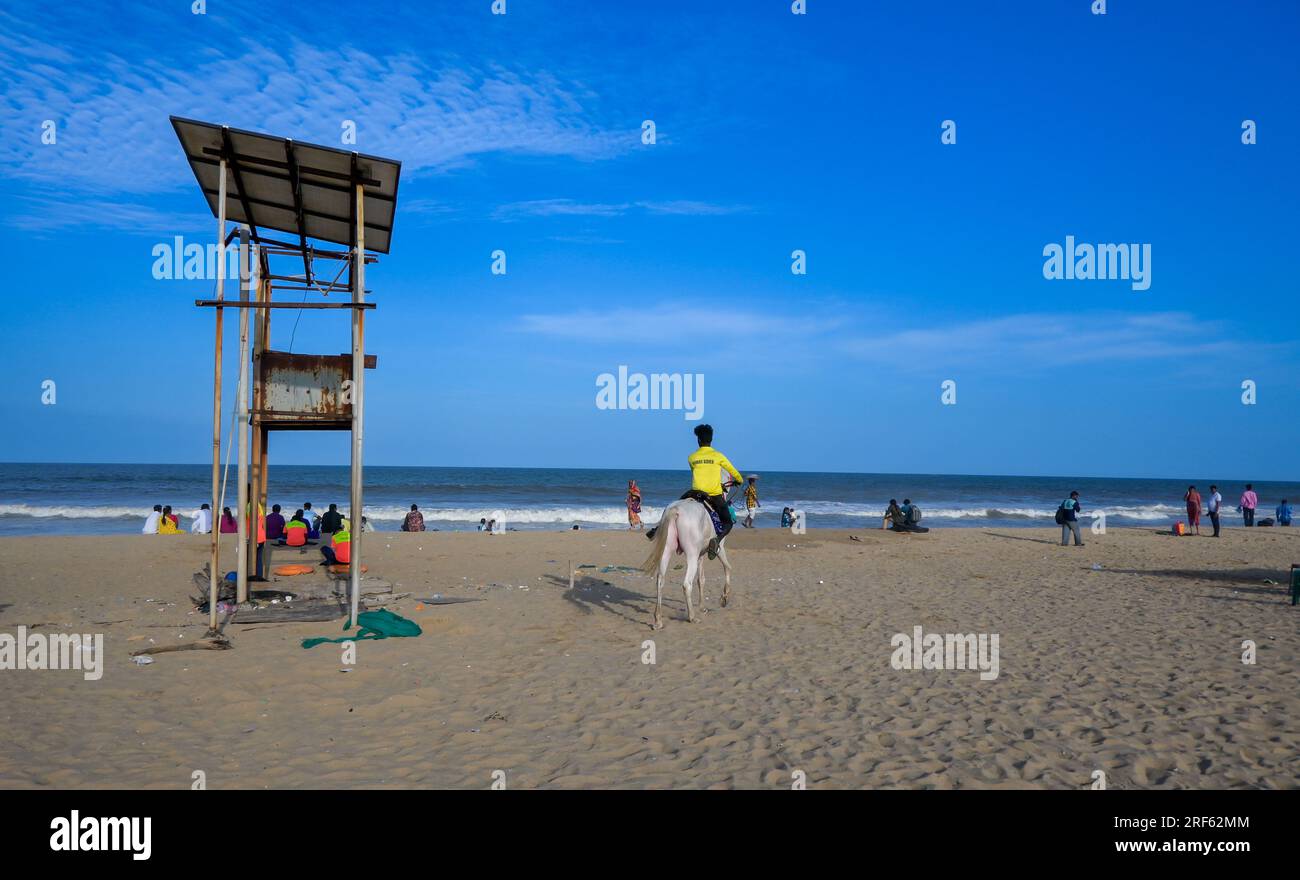 Chennai, India - July 14, 2023: Local people enjoy themselves at the ...