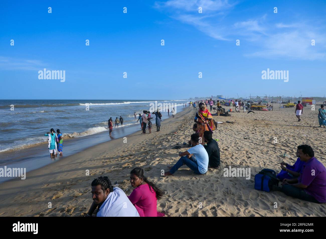 Chennai, India - July 14, 2023: Local people enjoy themselves at the ...
