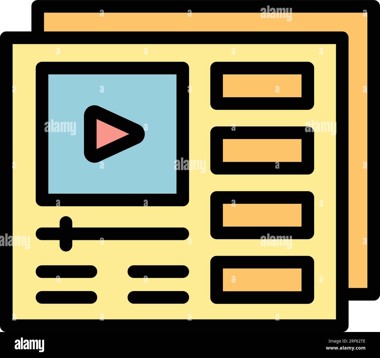 Web page icon outline vector. Watch button. Video tutorial color flat ...