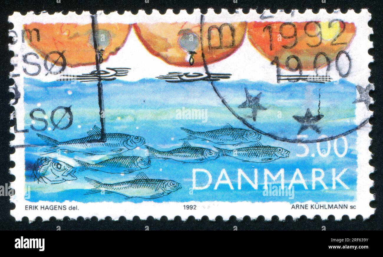 DENMARK - CIRCA 1992: stamp printed by Denmark, shows Fish, water ...