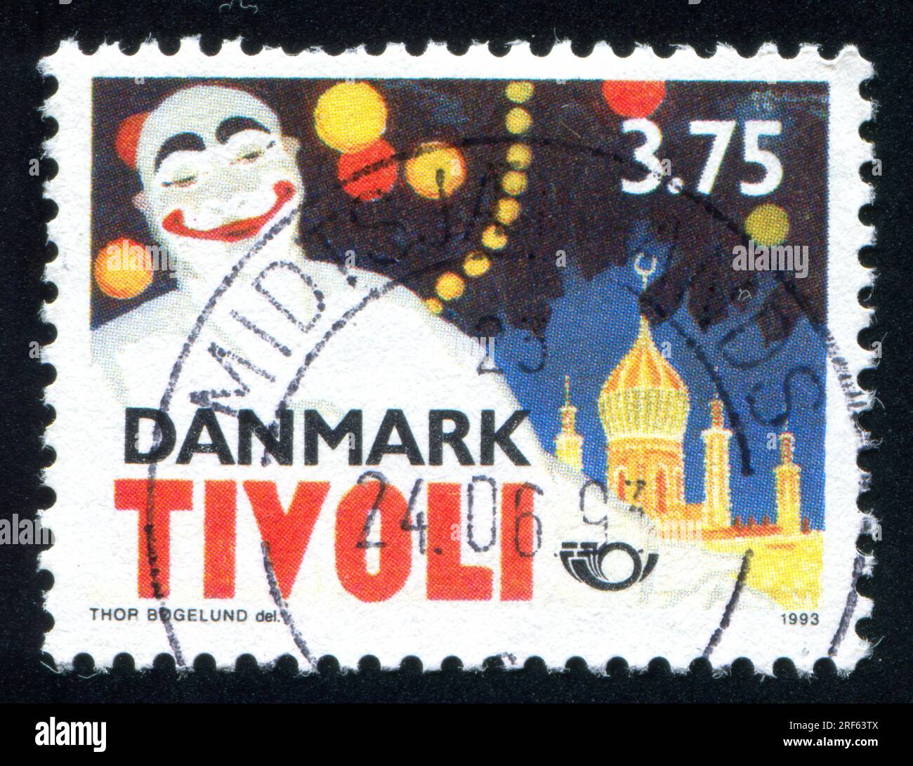 DENMARK - CIRCA 1993: stamp printed by Denmark, shows Pierrot by Thor ...