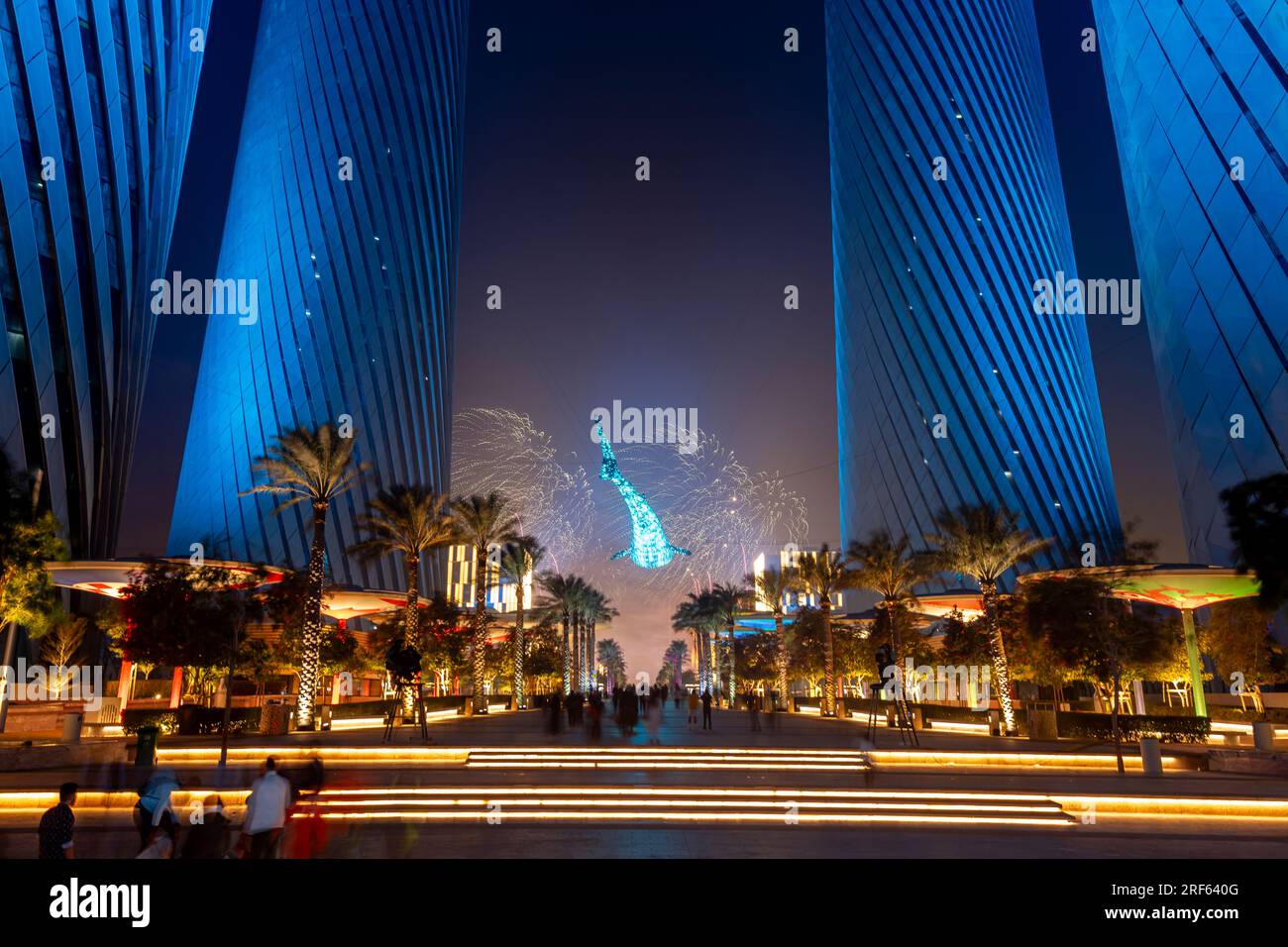 Lusail Plaza 4 Qatar National Day fireworks celebration Stock Photo - Alamy