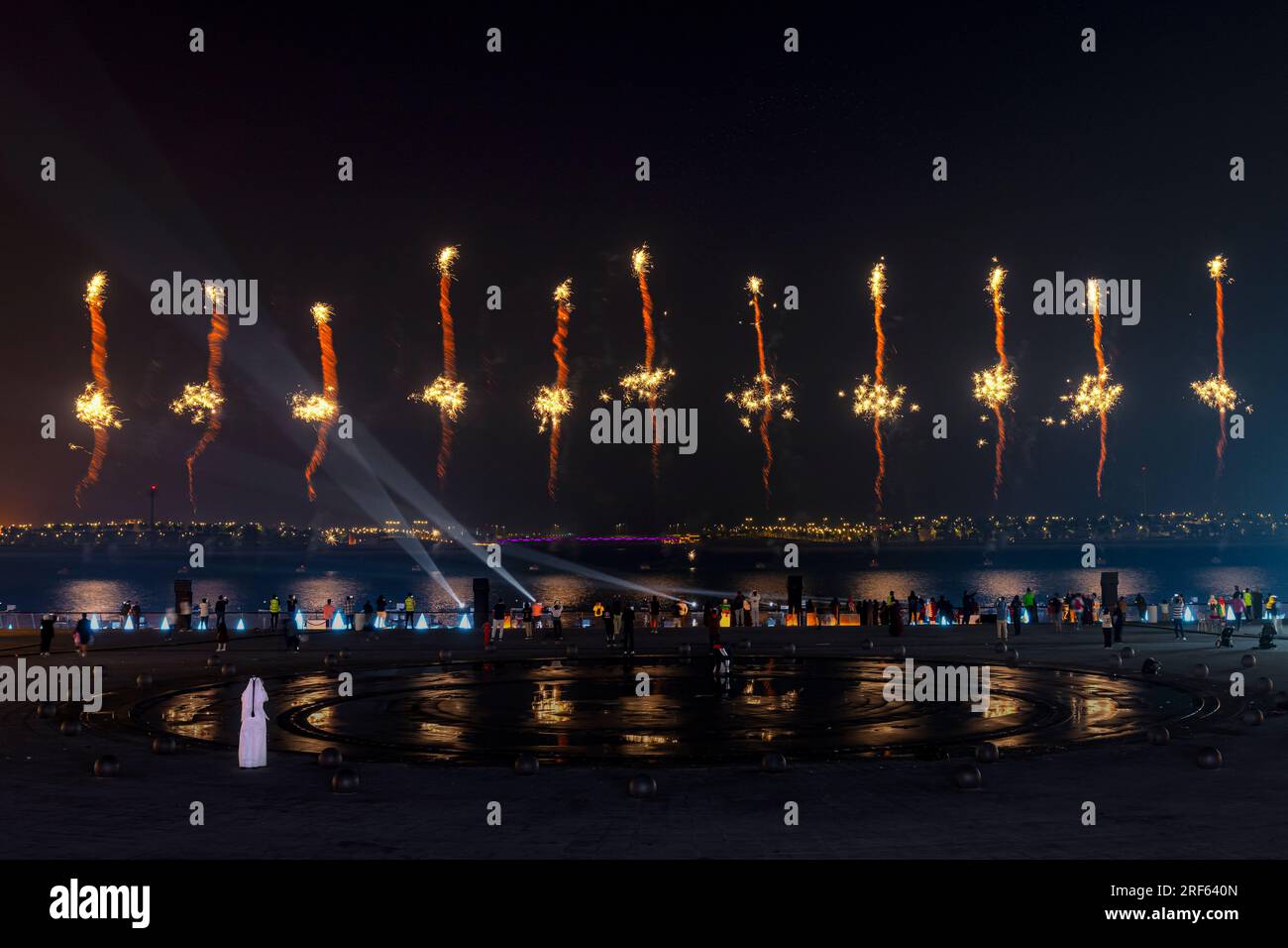 Lusail Plaza 4 Qatar National Day fireworks celebration Stock Photo - Alamy
