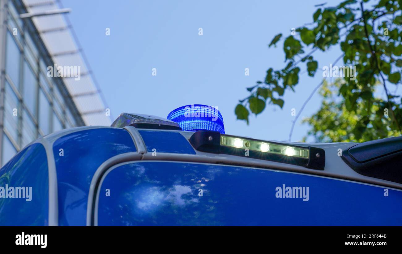 blue light on emergency vehicle known as Blaulicht in Germany Stock ...