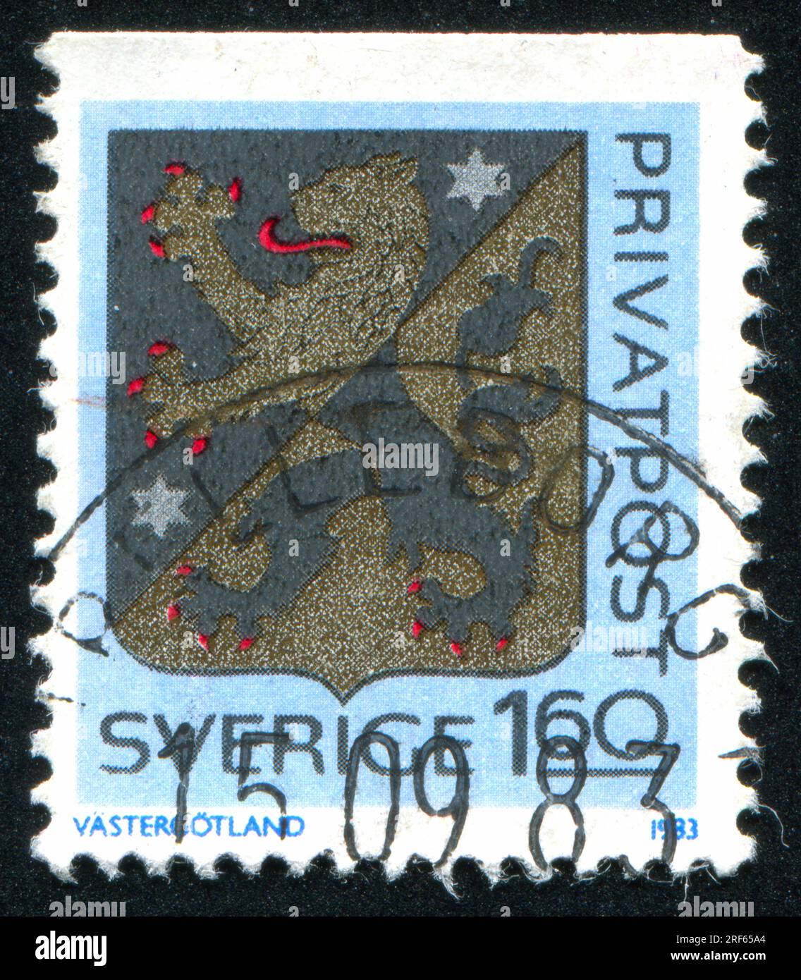 SWEDEN - CIRCA 1983: stamp printed by Sweden, shows Arms of ...