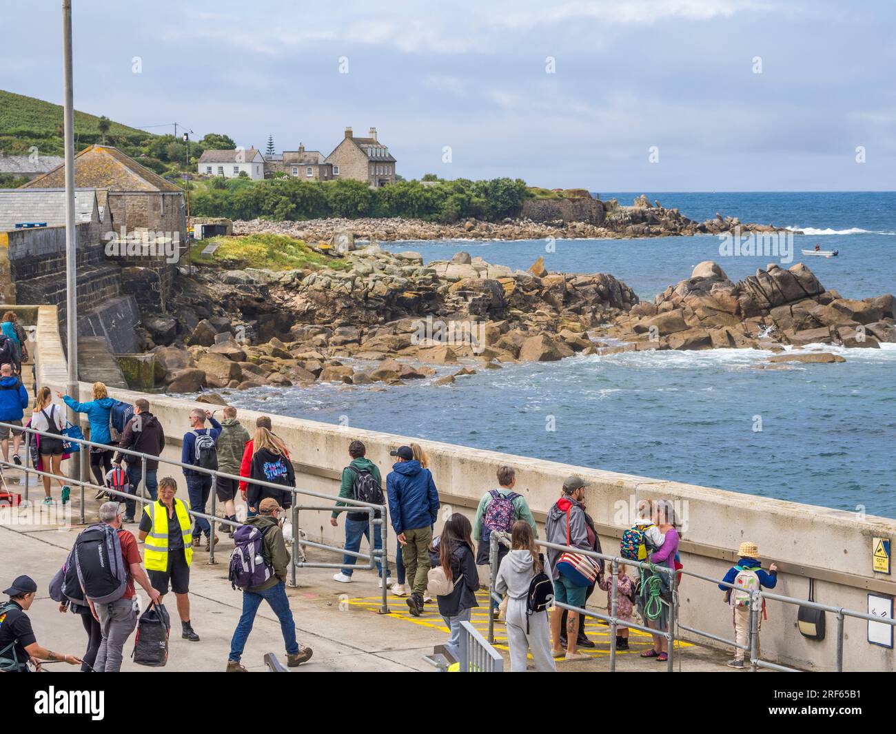 Passenger arriving at Hugh Town Harbour, st Marys, Isles of Scilly ...