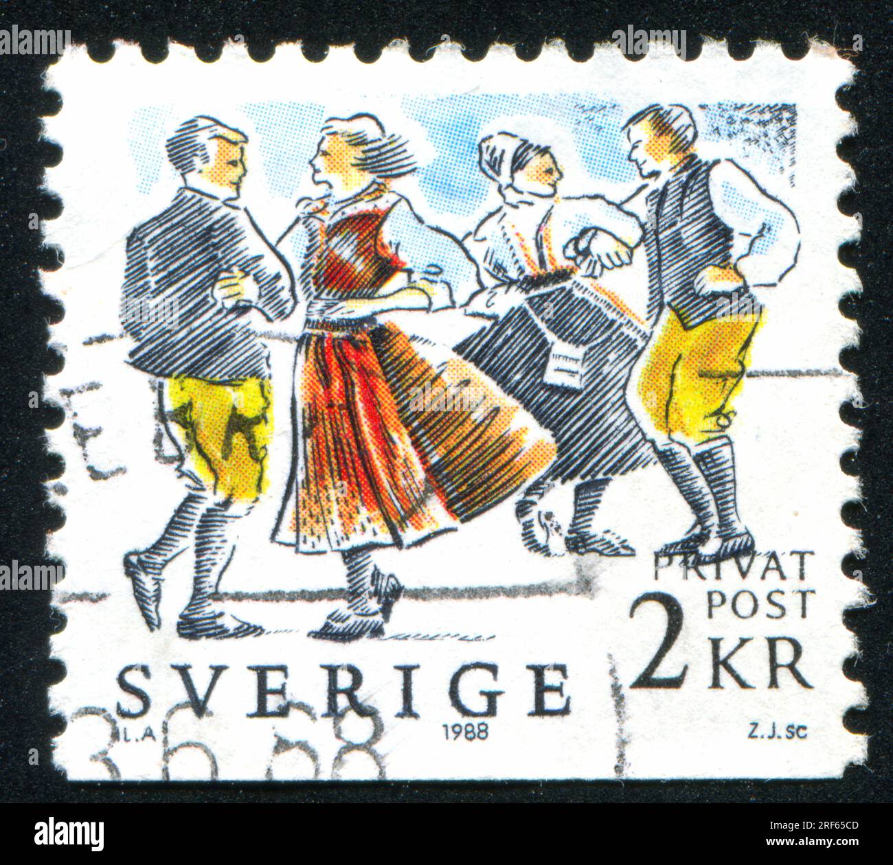 SWEDEN - CIRCA 1988: stamp printed by Sweden, shows Dancing, circa 1988 ...