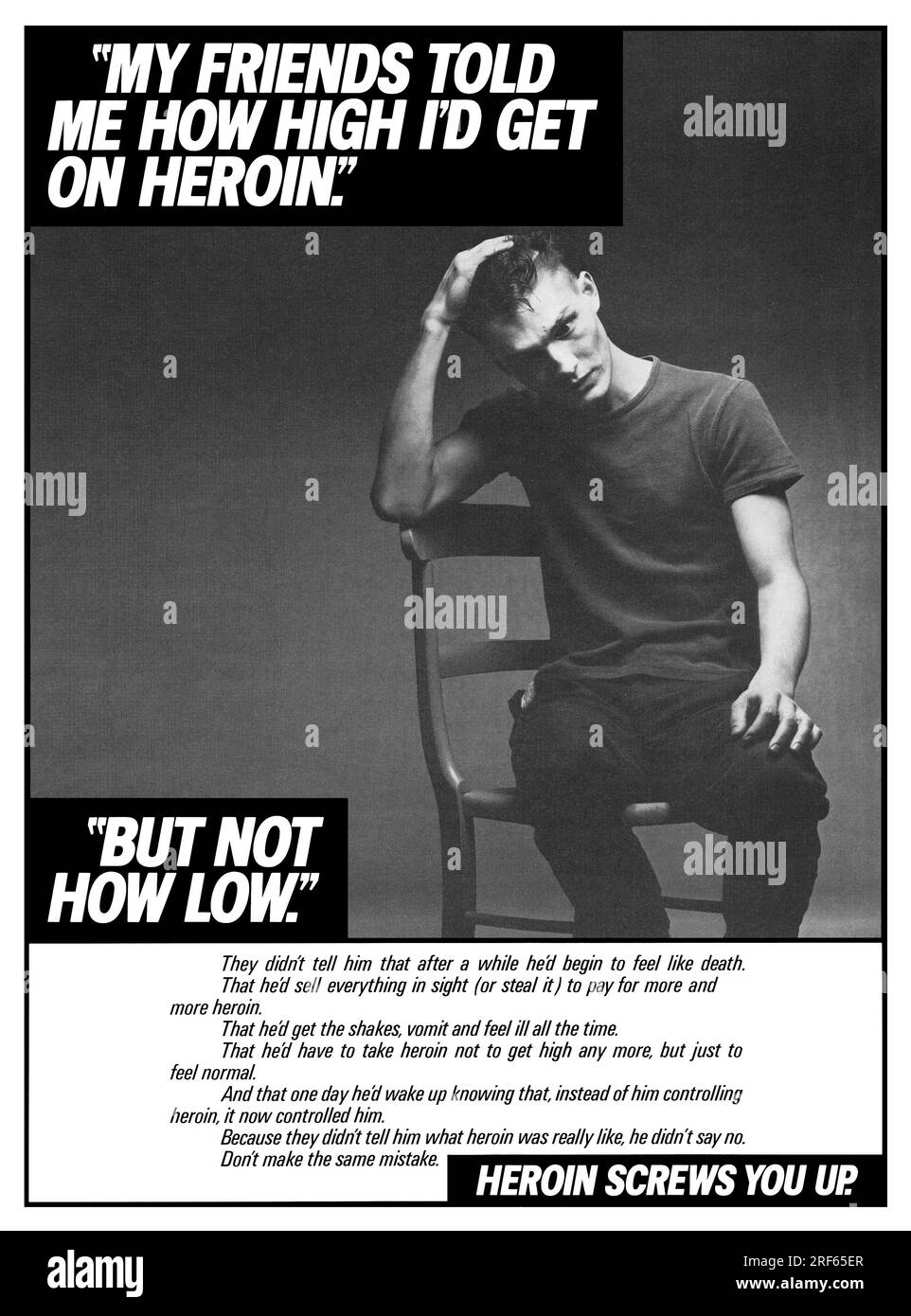 January 1986 British advertisement for an anti-heroin campaign Stock ...