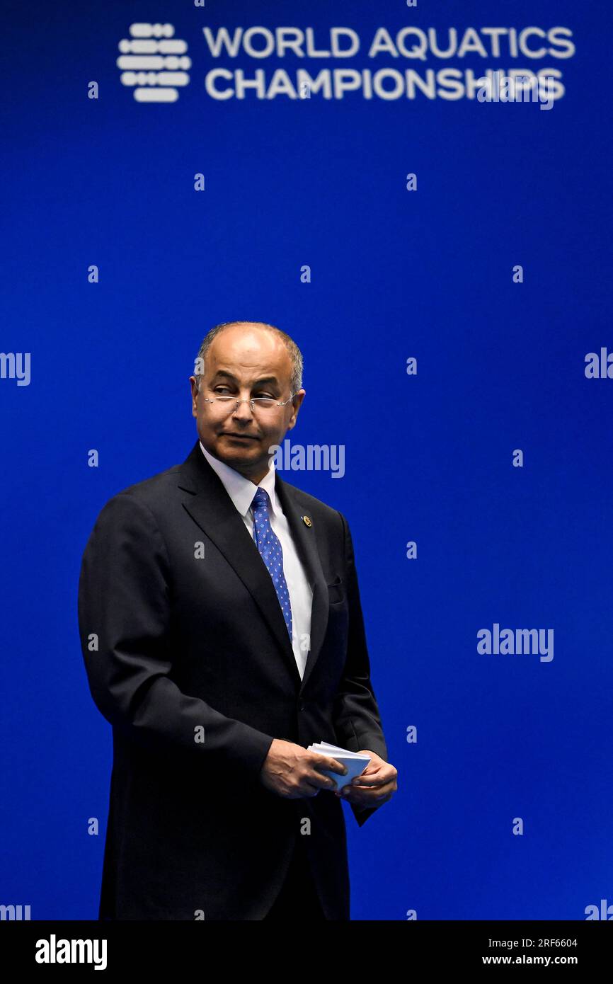 World Aquatics President Husain Al Musallam attends the flag handover ...