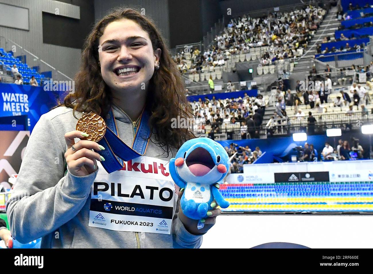 Benedetta Pilato of Italy celebrates after competing in the 50m ...