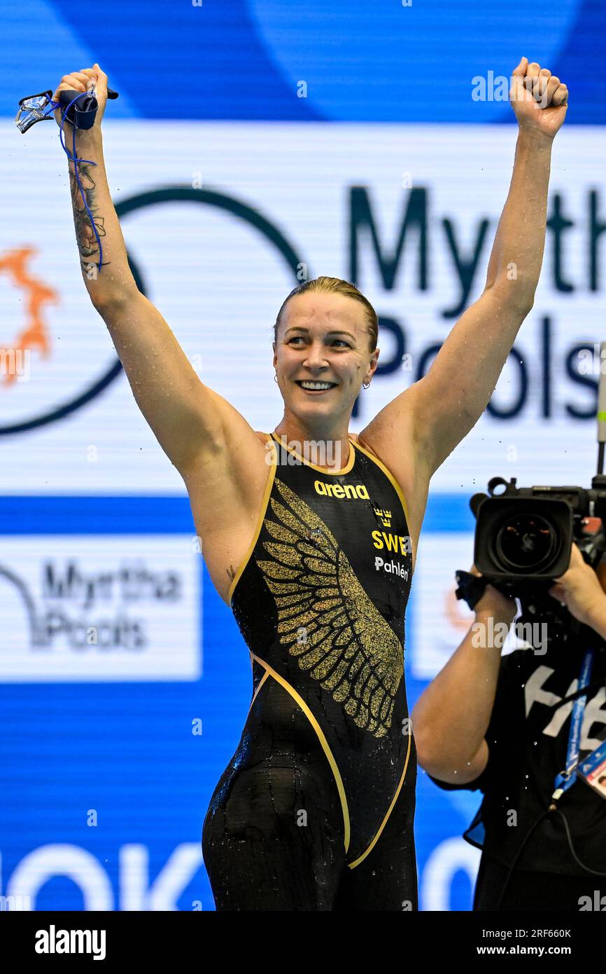 Sarah Sjostrom of Sweden celebrates after competing in the 50m ...