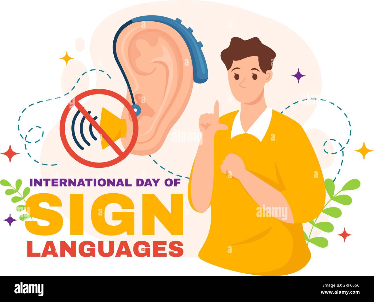 International Day of Sign Languages Vector Illustration with People ...