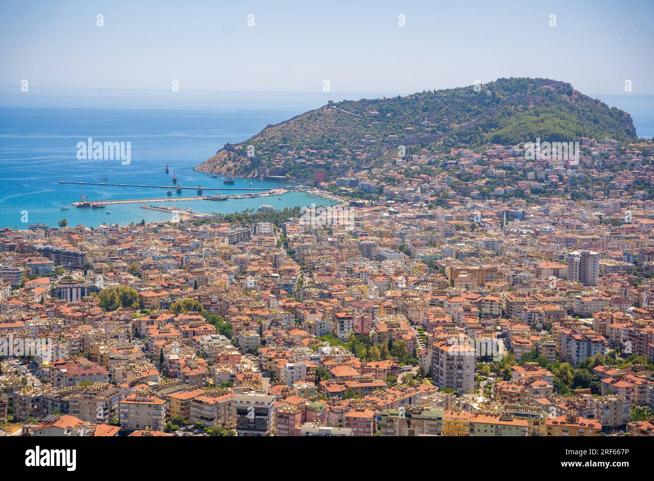 Panorama view of Alanya city from the hill in sunny day, Turkey Stock ...