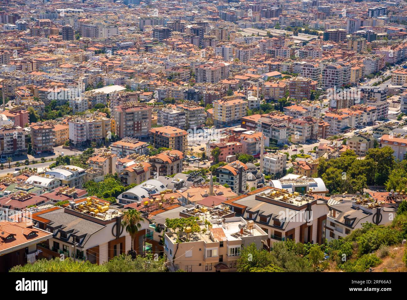 View of Alanya architecture from the hill lake a background, Turkey ...