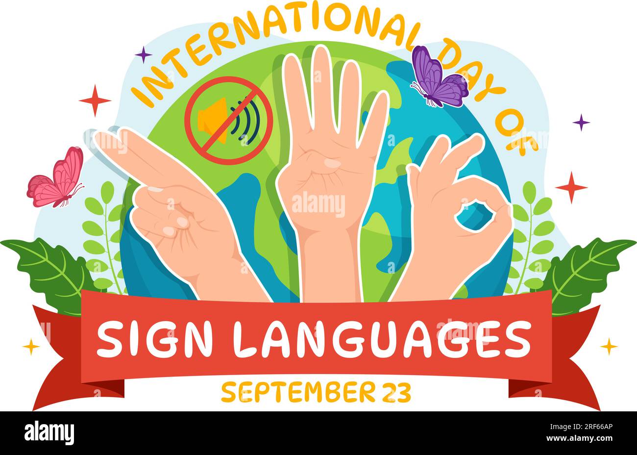 International Day of Sign Languages Vector Illustration with People ...