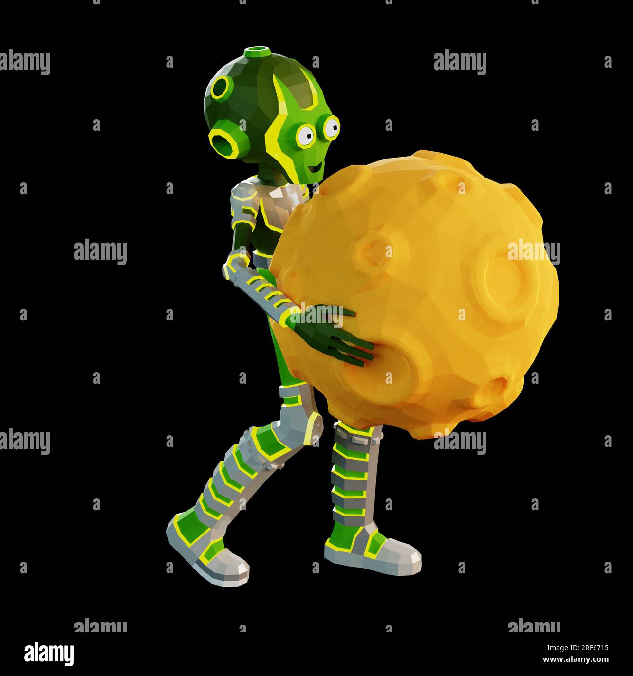3D Alien is carrying the Moon Stock Photo - Alamy