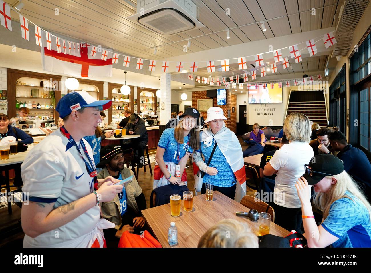 A general view of England fans in the The Elephant British Pub before ...