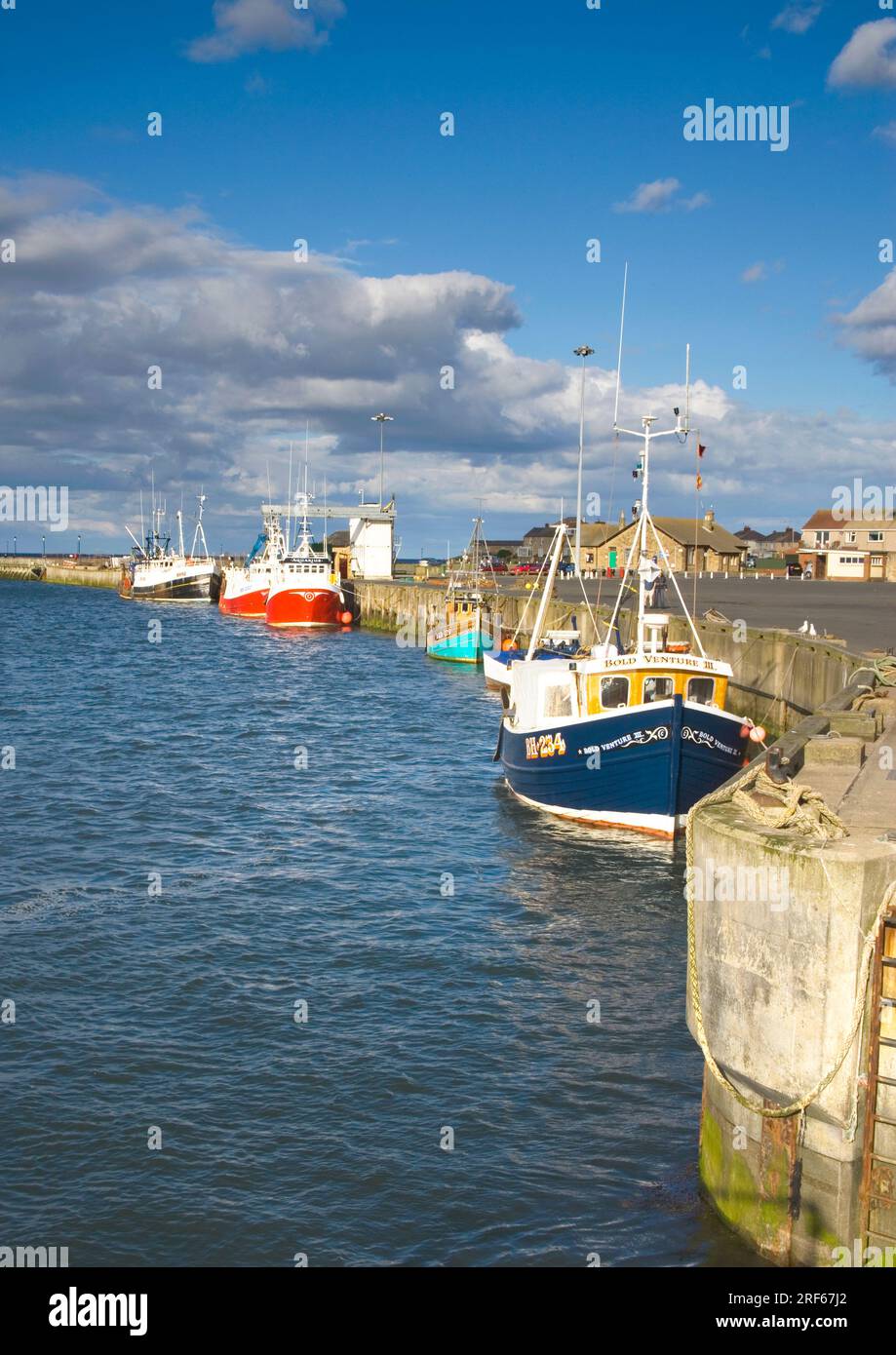 boats moored in amble harbour on the northumberland coast Stock Photo ...