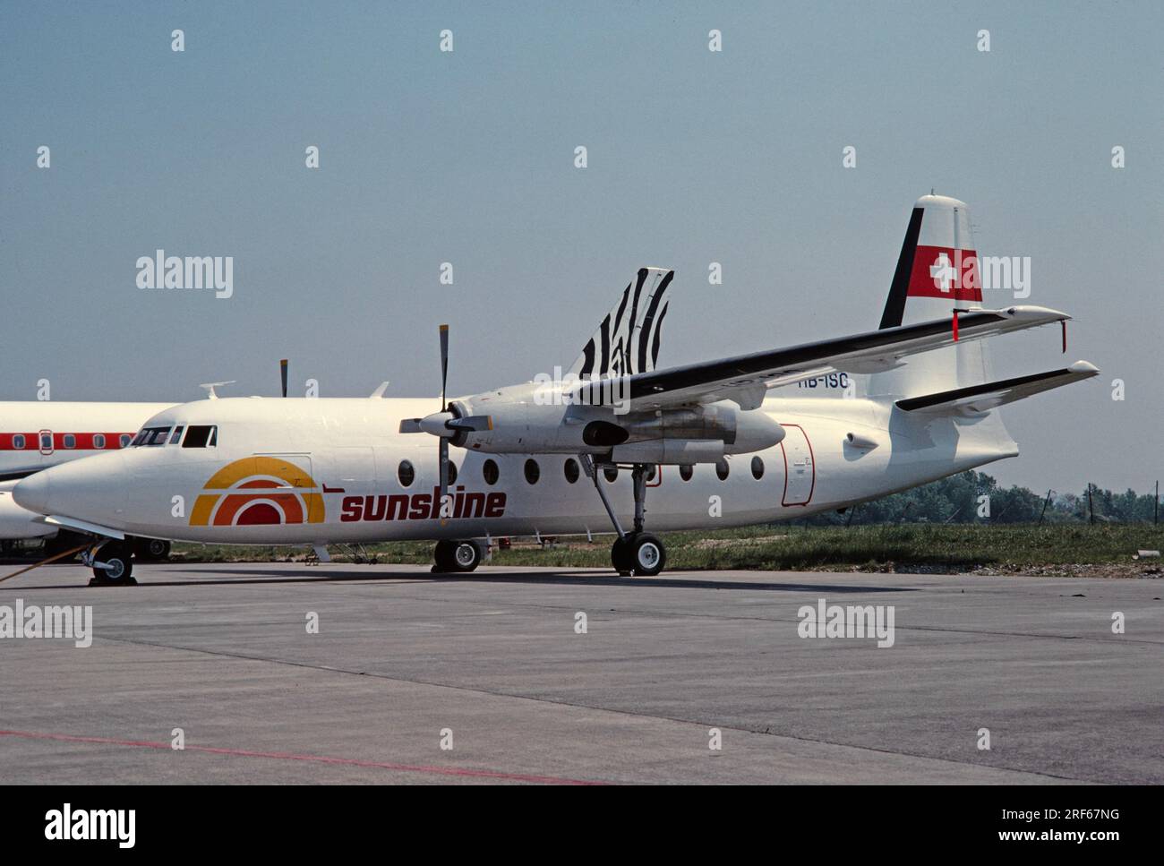 A Fokker F.27 Friendship 200 airliner belonging to the Swiss airline ...