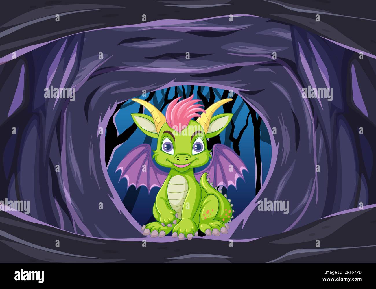 Cute Dragon in the Cave illustration Stock Vector Image & Art - Alamy