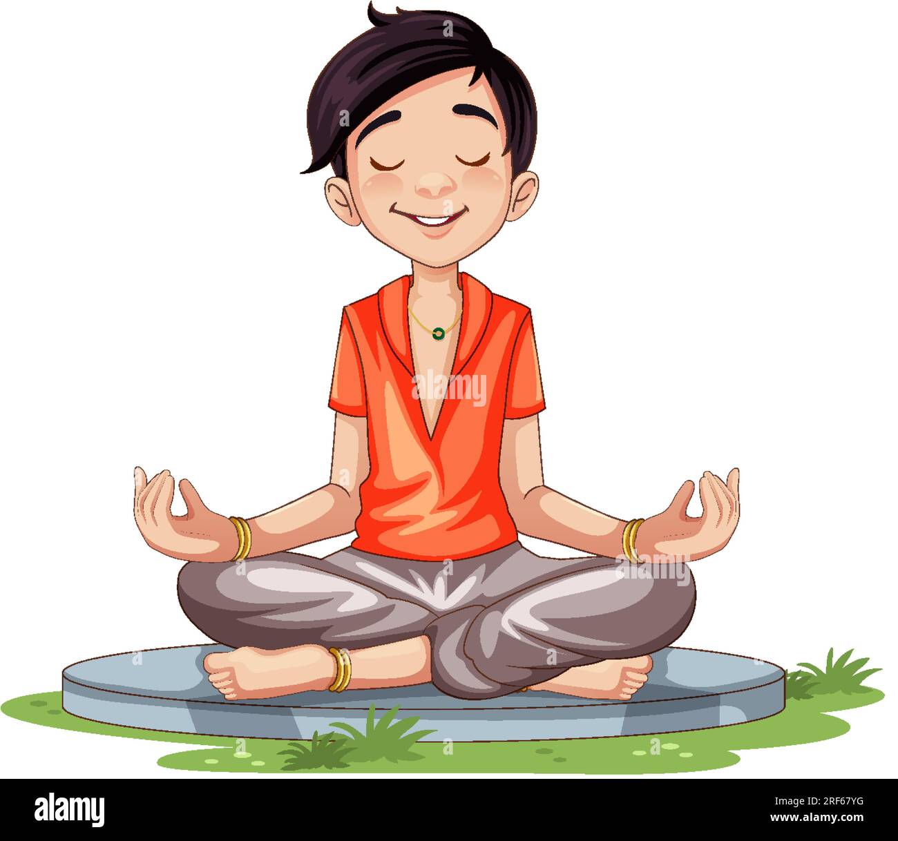 Asian man cartoon practice meditation illustration Stock Vector Image ...