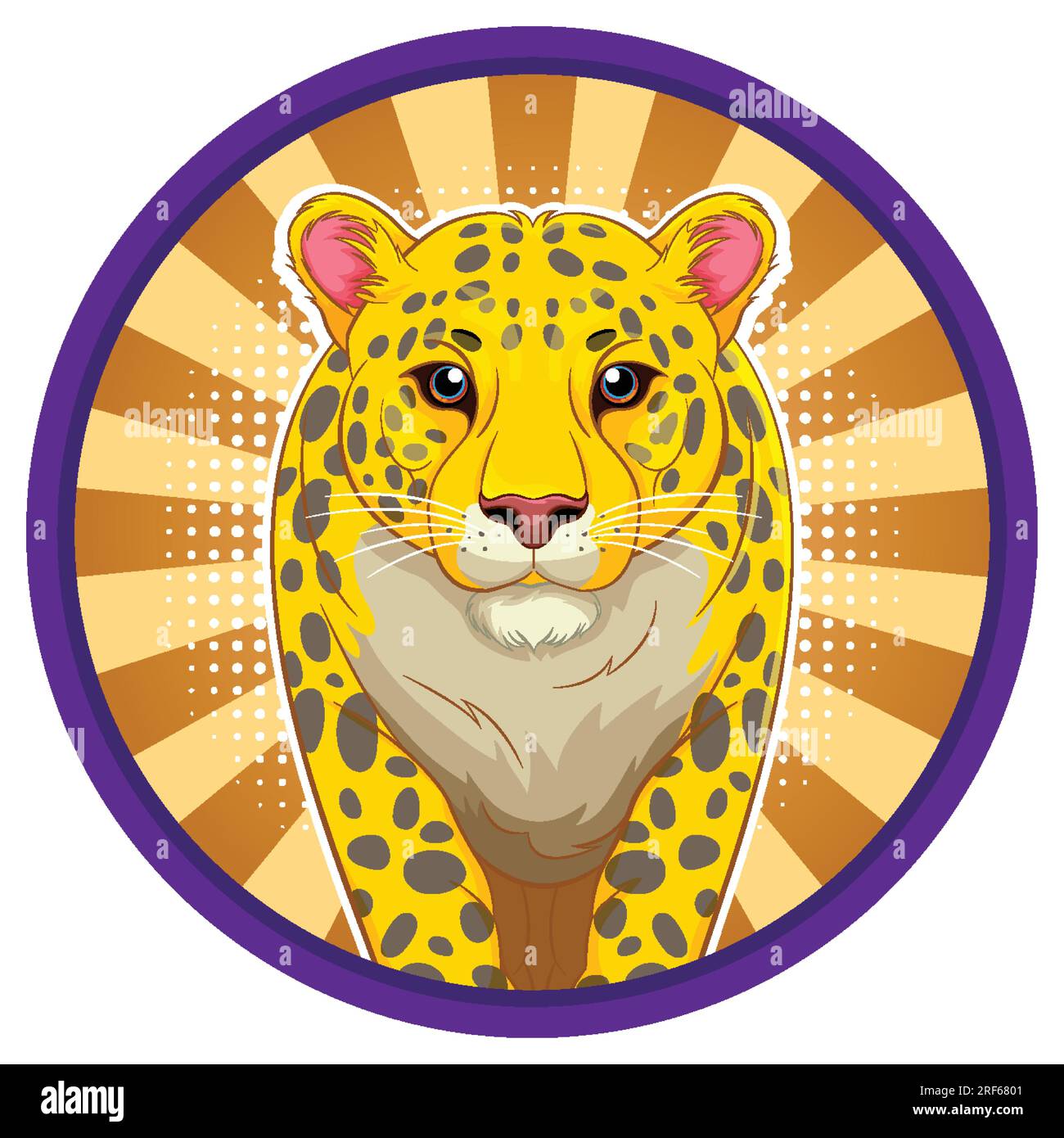 A vector cartoon illustration of a tiger with a comic-style background ...