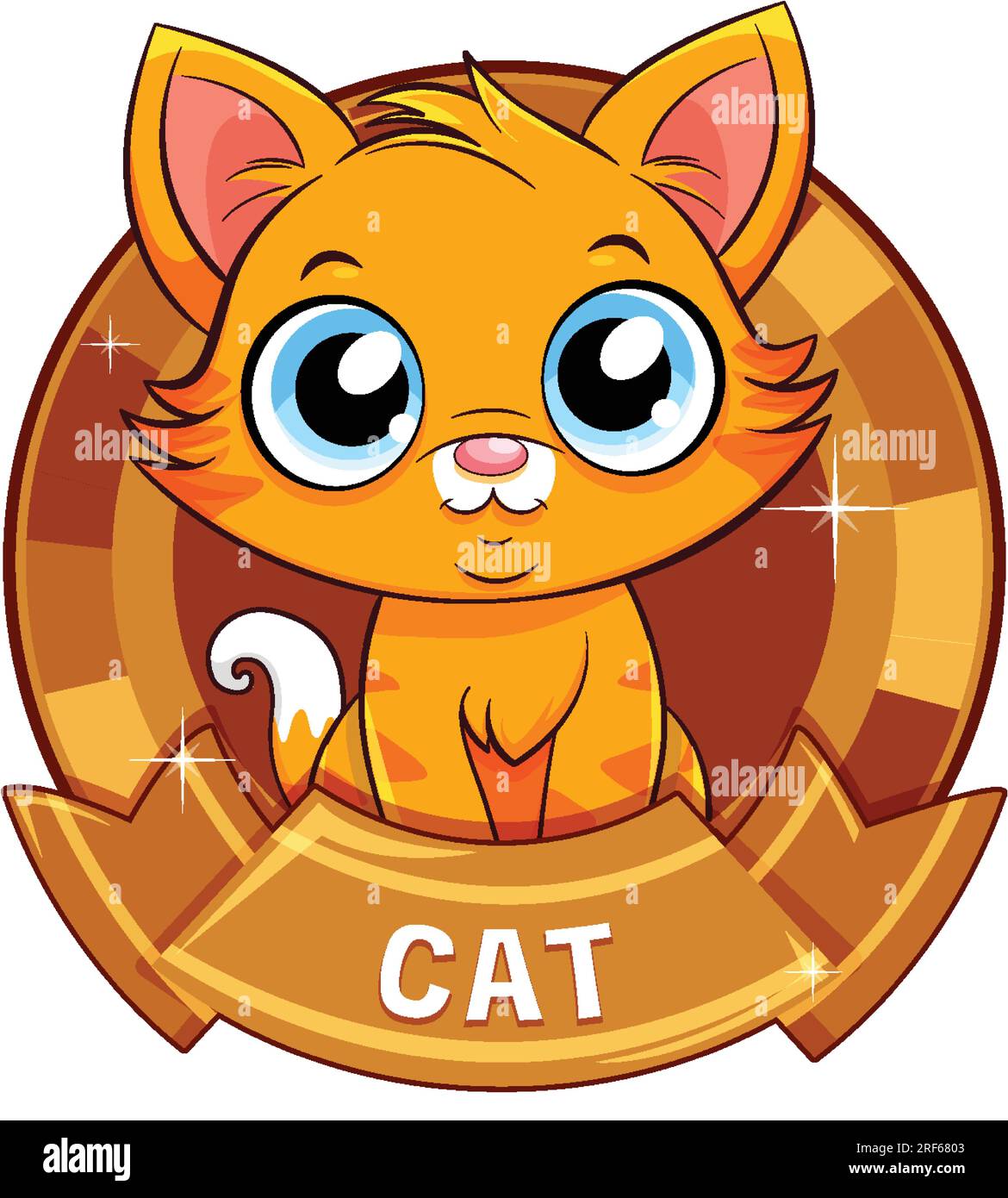 Cute Orange Cat in Cartoon Style illustration Stock Vector Image & Art ...