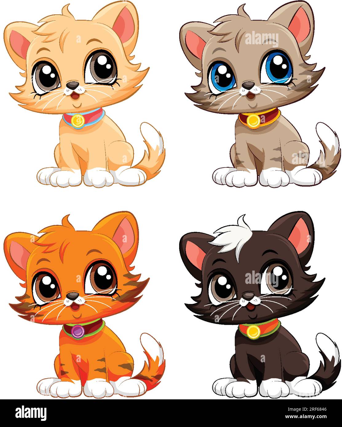 Adorable Cat Cartoon Character Collection illustration Stock Vector ...