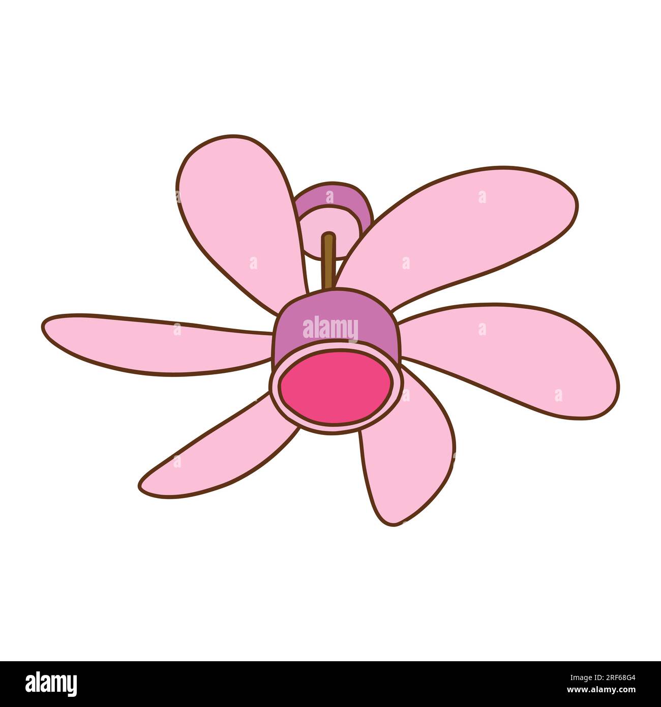 Ceiling fan pink color. Cooling air conditioning unit in hot weather ...