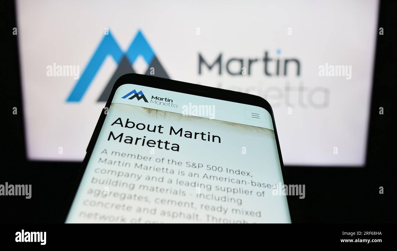Mobile phone with website of US company Martin Marietta Materials Inc ...