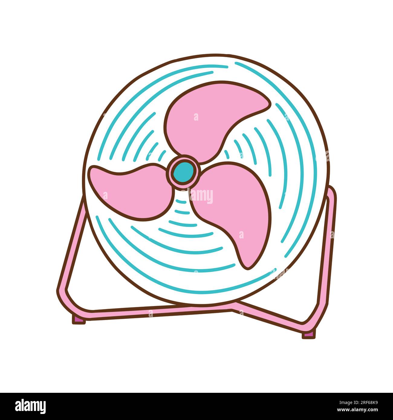 Desktop or floor fan pink color. Cooling air conditioning unit in hot ...