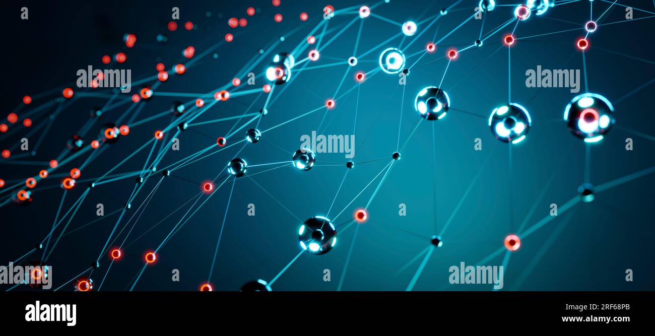 Dynamic Blue Geometric Network, Abstract Representation of Digital ...